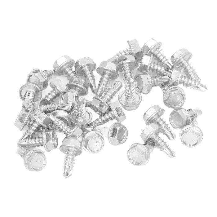 YOSOO attaches 250 pièces vis autoperceuse en acier au carbone blanc Zinc perceuse vis M4.8x13mm ...