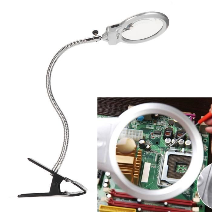 DBA Clip-sur LED lumière pliante Table Top lecture loupe Lampe LED ...