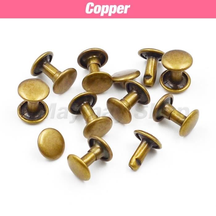 RIVET,Copper--Rivets à Double capuchon en métal, clou rond pour la ...