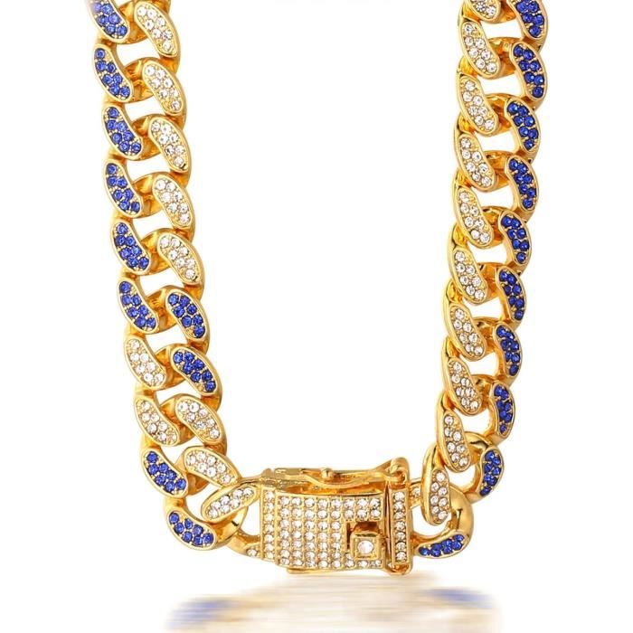 Diamant Cubain Chaîne Pour Homme Fuji,14Mm Chaîne En Or Iced Out Plaqué ...