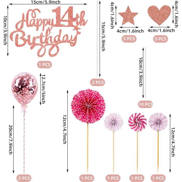 Happy 14Th Birthday Cake Topper 14 Year Old Girl Cake Topper 14Th ...