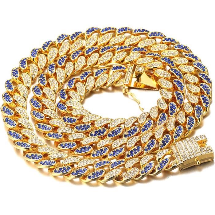 Diamant Cubain Chaîne Pour Homme Fuji,14Mm Chaîne En Or Iced Out Plaqué ...