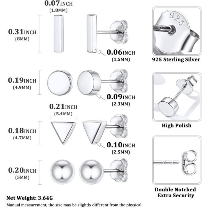 Boucles D'Oreilles En Argent 925-Petite Clou D Oreilles-Stud Earrings Pour Femme Fille Coeur ...