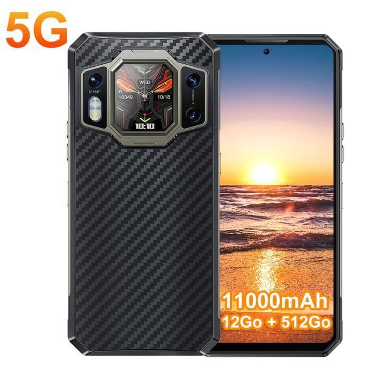 Oukitel WP30 Pro 5G Smartphone Robuste 12Go + 512Go 108MP Caméra 6.78'' FHD+ 11000mAh IP68 ...