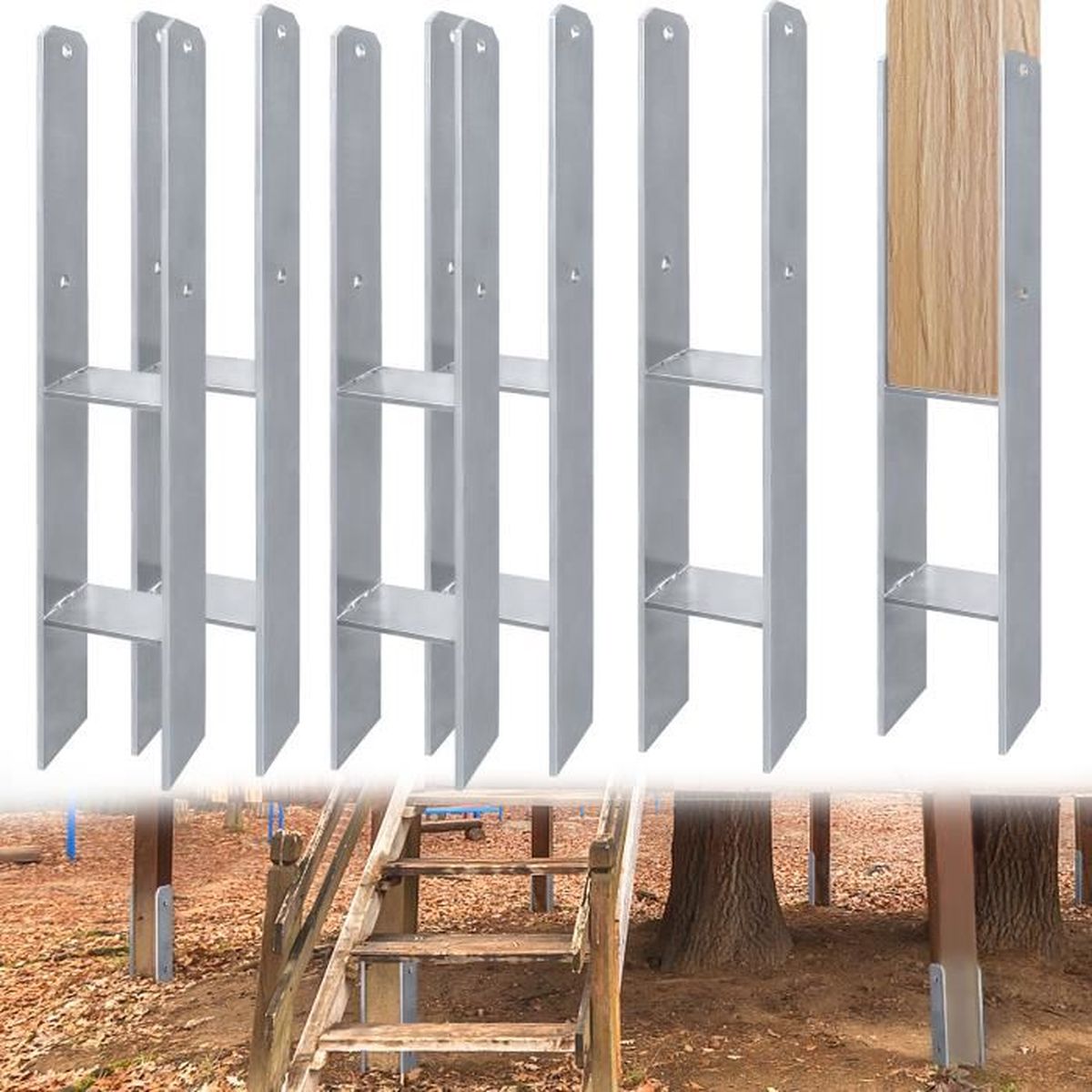 YRHOME 6 Stk. H-Anker Pfostenträger Pfostenanker Feuerverzinkt Pergola ...