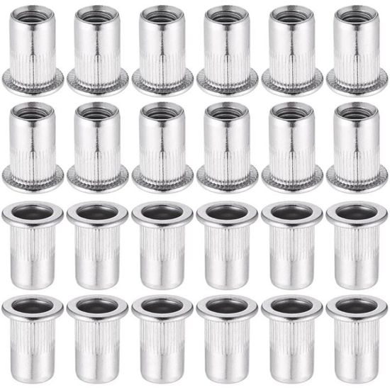 60 Pièces 304 Ecrou a Sertir M8 en Acier Inoxydable Tête Plate Ecrou ...