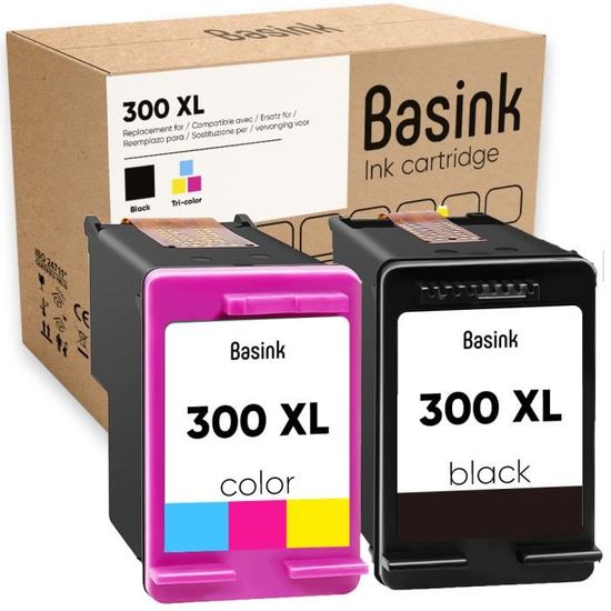 Basink Cartouche d'encre Compatible avec HP 300XL Pack 2 pour ...
