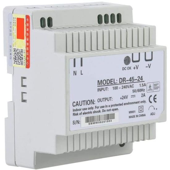 Source de Courant Commutation AC-DC PWM Monophasé DR-45-24 45W Sortie ...