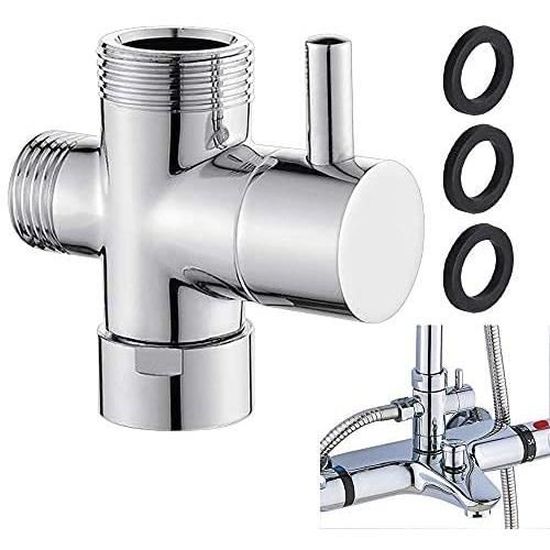 Inverseur de Douche à 3 Voies Séparateur de Pommeau de Douche Universel G1/2" Bras de Vanne d ...