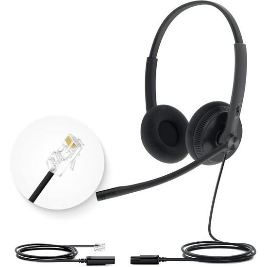 Casque Téléphonique Avec Microphone Antibruit,Filaire Call Center Phone ...