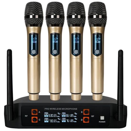 Système de microphone sans fil UHF - RNCYN - 4 micros dynamiques ...