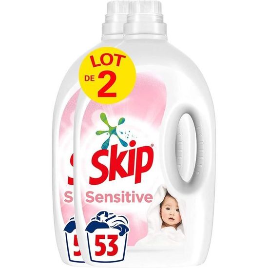 Lot de 2 - SKIP Lessive Liquide Sensitive - 106 Lavages (2 x 53 Lavages ...