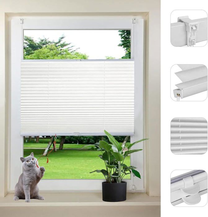 Store Plissé Sur Mesure Sans Perçage Opaque 90 X 140 Cm Intimité ...