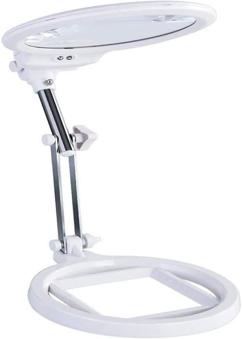 Grande loupe de bureau, loupe de table manuelle pliante 2X 6X, lampe loupe éclairée par LED ...