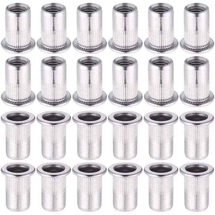 60 Pièces 304 Ecrou a Sertir M8 en Acier Inoxydable Tête Plate Ecrou ...