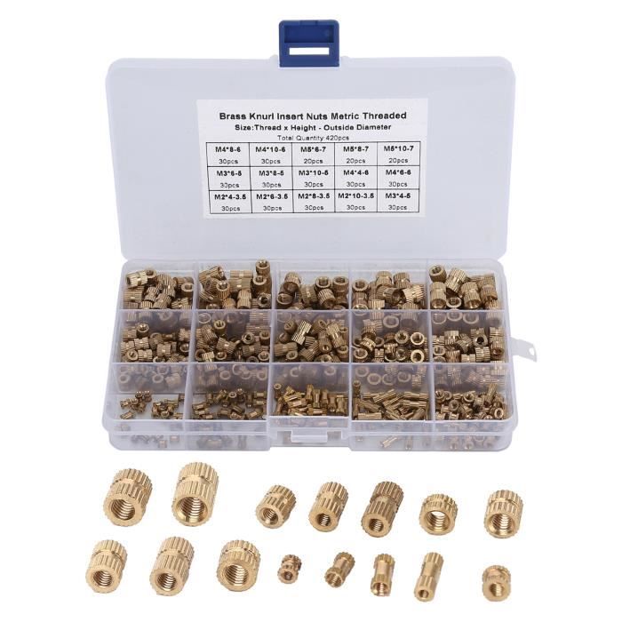 Akozon écrou intégré 420Pcs Écrou Fileté Femelle En Laiton Embarqué Kit ...
