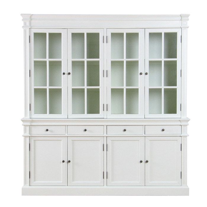 Amaretta Armoire vitrine 4 portes, vieux blanc, vintage patiné, largeur ...