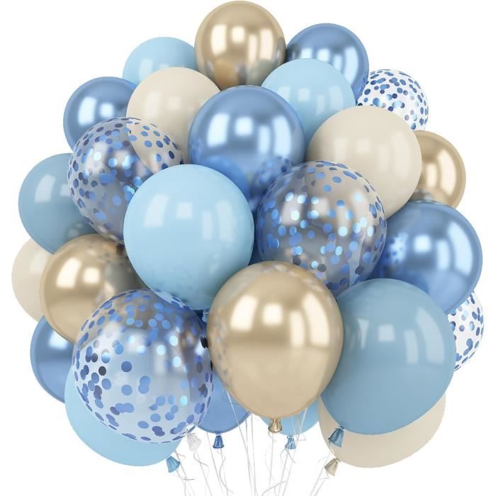 Lot De 60 Ballons Rétro Bleu Beige De 30,5 Cm, À Confettis Métallisés ...