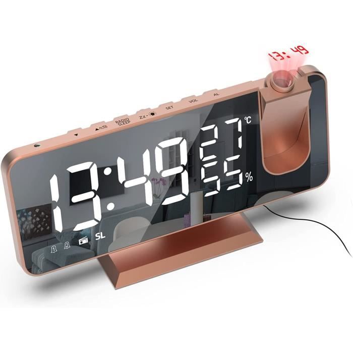 Reveil avec Projection Plafond, Réveil Projecteur Digital Rotatif 180 ...