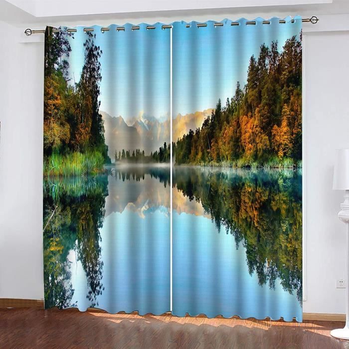 Rideau Occultant Thermique Isolant Paysage De Lac De Forêt 3Dcm, Lot De ...