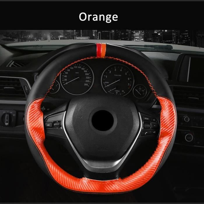 Couvre volant,Fibre de carbone cuir couleur correspondant sport cousu main housse de volant ...