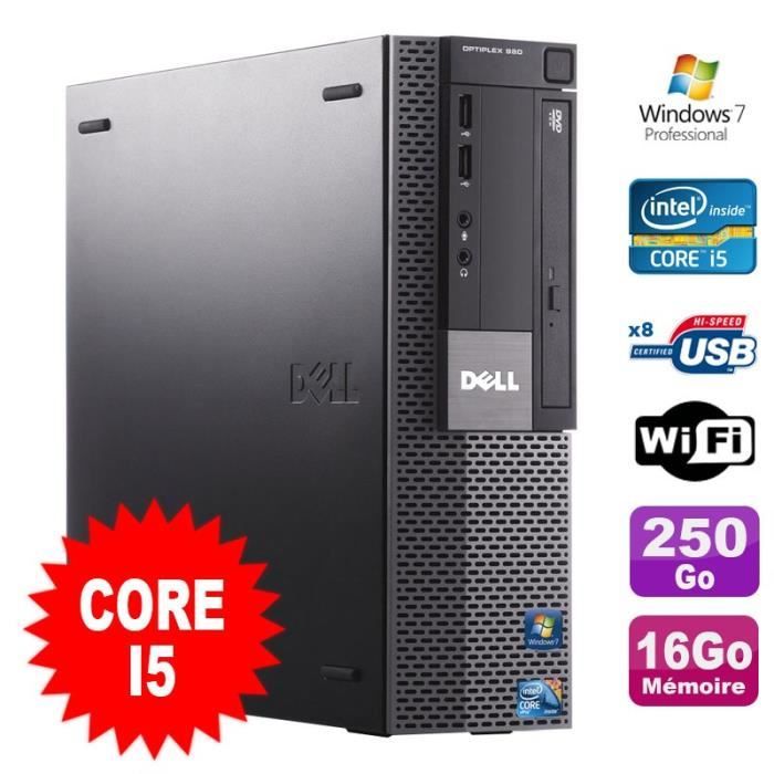 PC Dell Optiplex 980 SFF Intel I5-650 3.2GHz 16Go Disque 250Go DVD Wifi ...