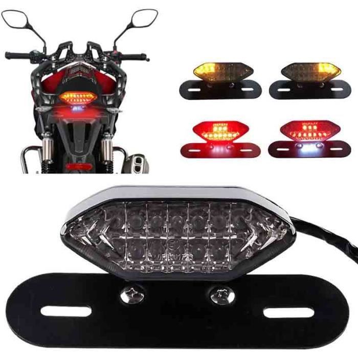 Feu arrière modifié pour moto intégré Feu stop LED&Clignotant Voyant 16 ...