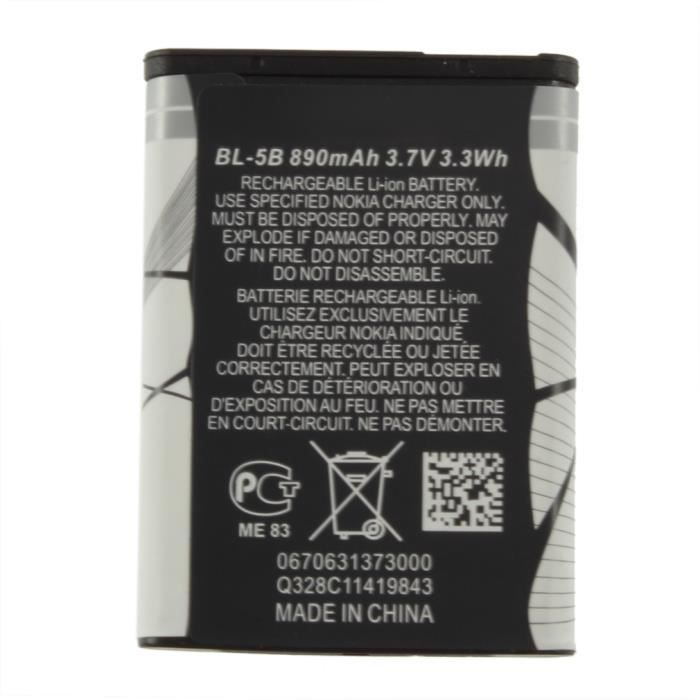 Batterie Pile Batteries Li-ion pour téléphone Nokia BL-5B - Cdiscount ...