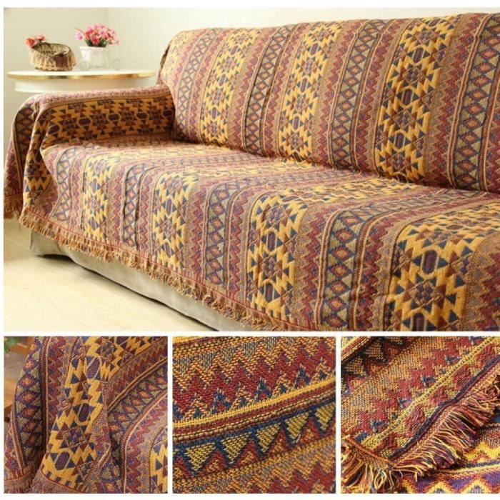 Blanket Mode géométrique Couverture double face de coton pur bohémie ...