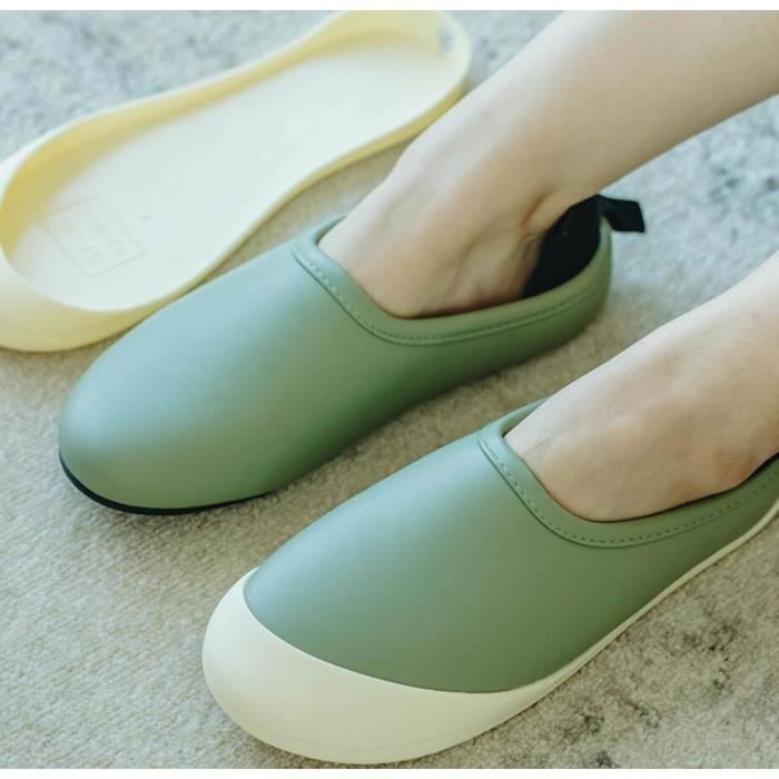 Chaussons d'intérieur en cuir PU - ECELEN - Vert - Mixte - Imperméables ...