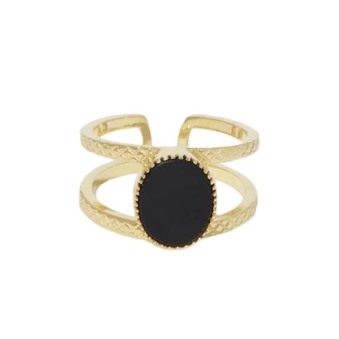 Bague ajustable " Fanny" Onyx noir Doré - Achat / Vente bague - anneau ...