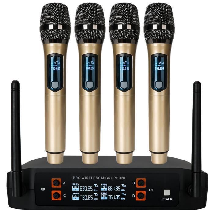 Système de microphone sans fil UHF - RNCYN - 4 micros dynamiques ...