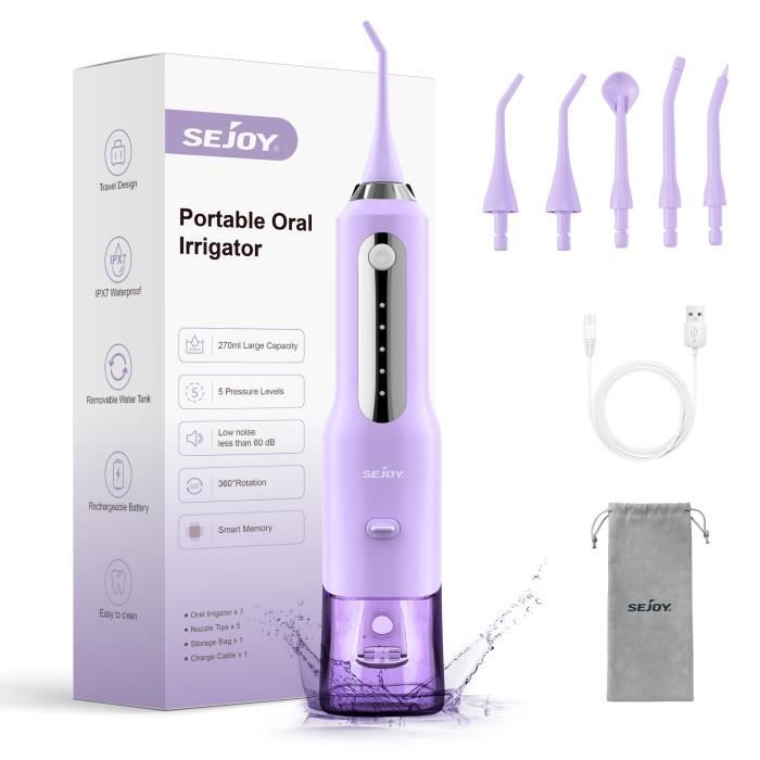 Hydropulseur Jet Dentaire SEJOY Professionnel, Irrigateur Oral Portable ...