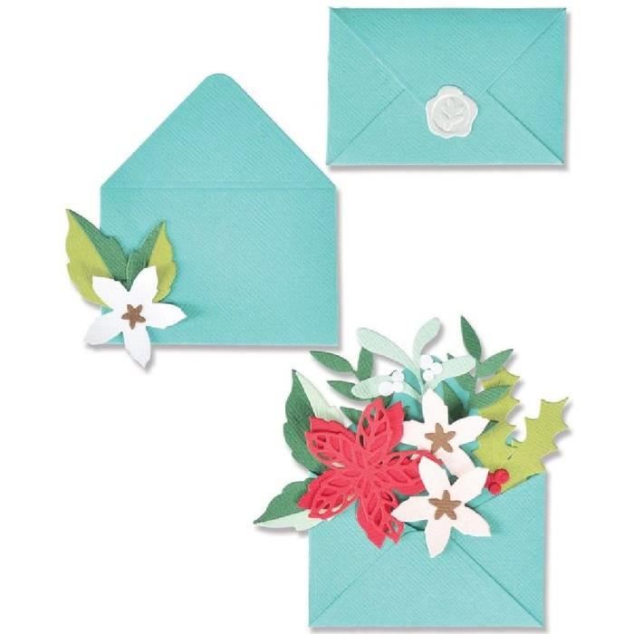 Kit de dies thinlits - SIZZIX - Festive Envelope - 13 pièces - Idéal pour scrapbooking - Mixte ...