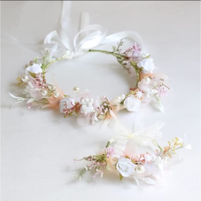Flower Headband Pearl Couronne de Fleurs, Mariage Nuptiale Fleur ...