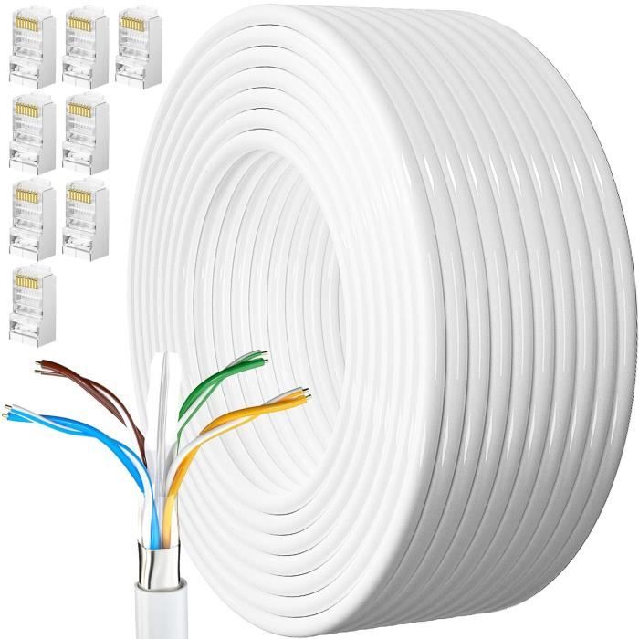 Cable Ethernet 40M, Cable Rj45 Blindé Cat 6 Gigabit Câble Réseau ...