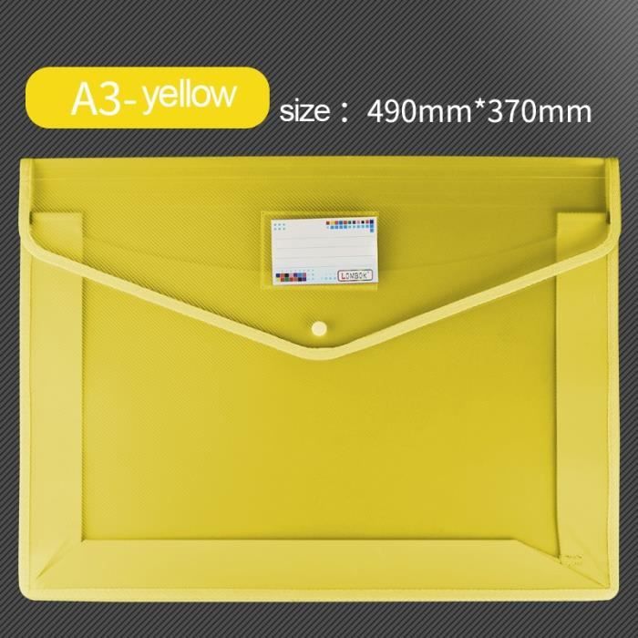 POCHETTE PLASTIQUE,yellow--Sac A3 Extra Large pour documents, sac à ...