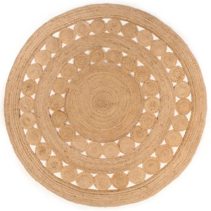LEC Tapis Design tressé Jute 180 cm Rond 117262 - Cdiscount Maison
