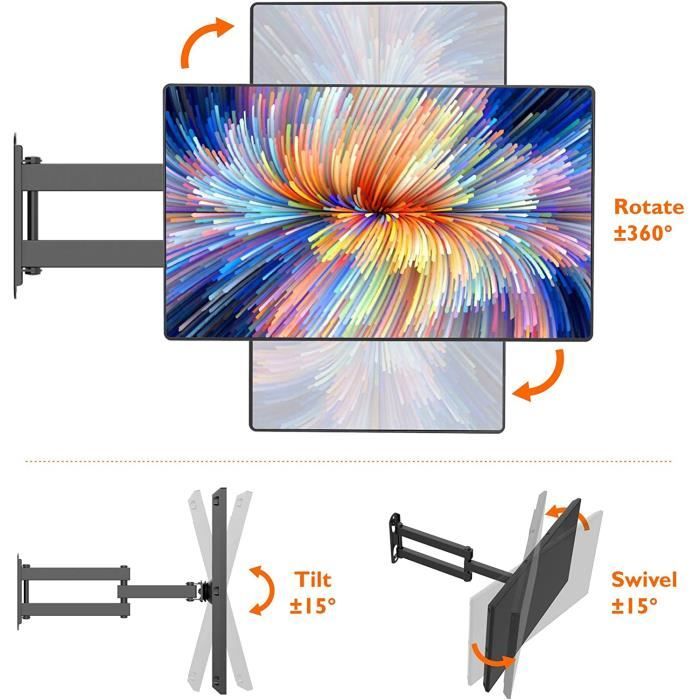 Support TV Mural Fixation Support Mural Ecran PC Orientable et ...