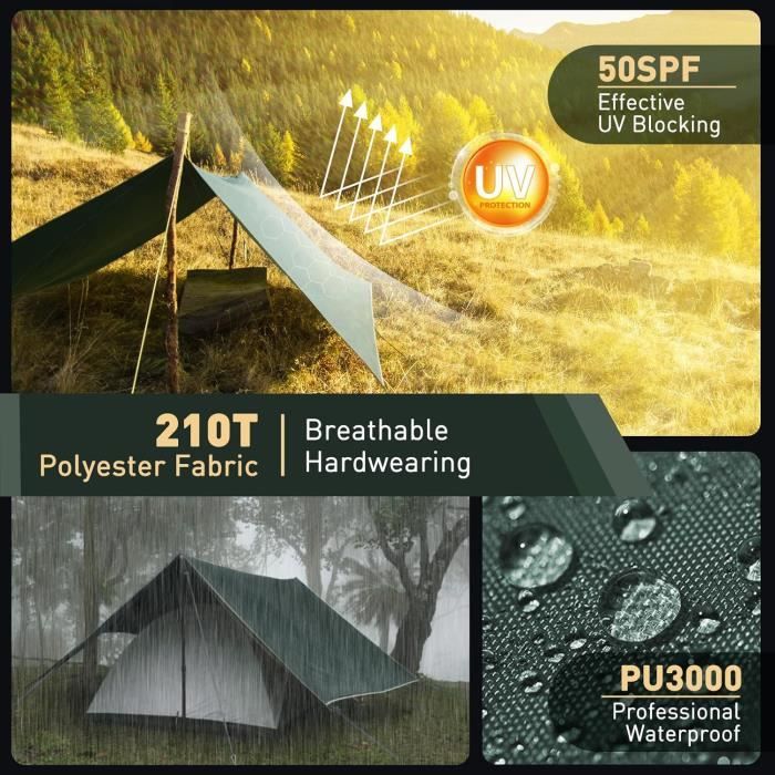 Bâche Anti-Pluie, 3X4M Camping Bâche Rain Tarp, Toile De Tente ...