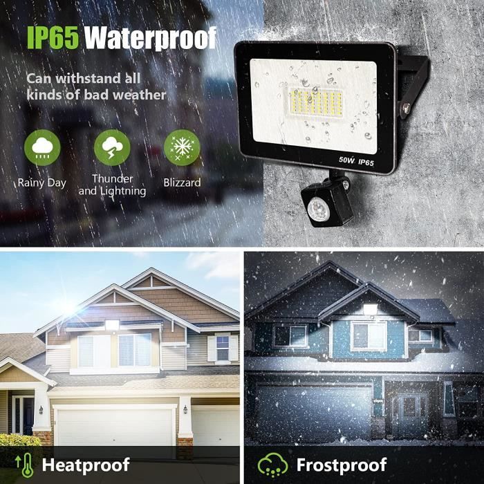 Projecteur LED Exterieur 100w Avec Detecteur de Mouvement,10000LM Blanc ...