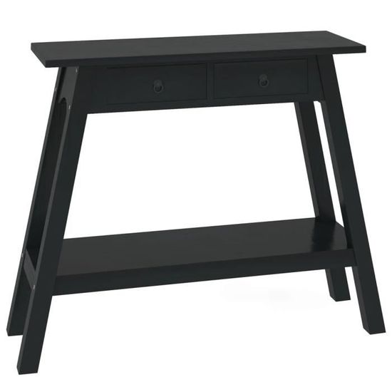 Table console avec tiroirs Noir 90x30x75cm Bois d'acajou massif ...
