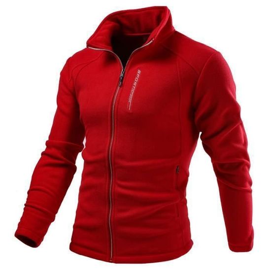 Veste Polaire Homme - Automne Hiver - Col Montant - Rouge - Alpinisme ...