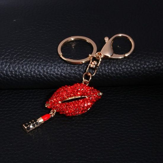 Qiilu porte-clés de lèvre Sexy-Lipsticking-Lip-Key-Chain-Strass-Crystal ...