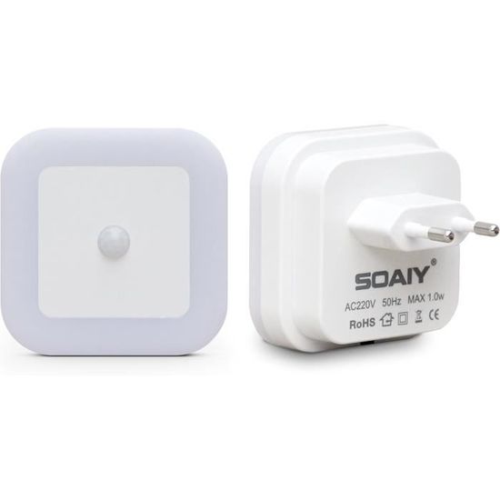 2Pcs Veilleuse Lampe Led De 1W Automatique Avec Capteur De Mouvement ...
