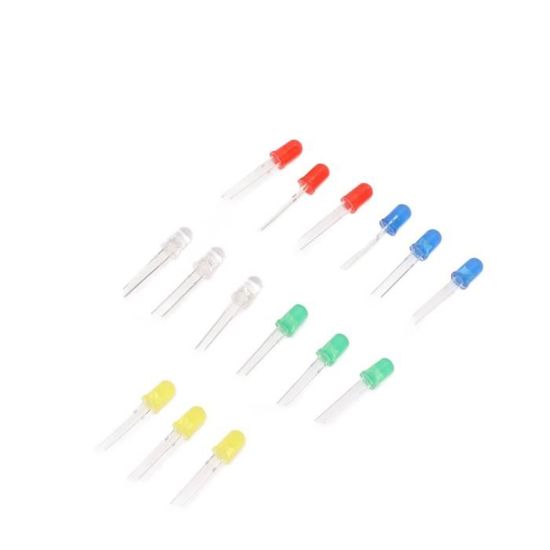 RHO-diodes lumineuses LED 100pcs 5mm Diodes LED, Rouge Vert Jaune Bleu ...