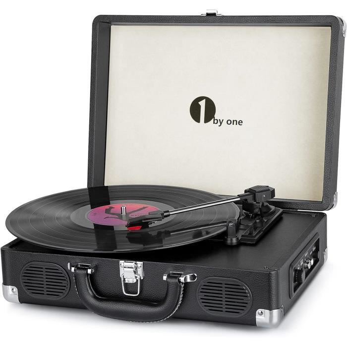 1 BY ONE Platine Vinyle Bluetooth Tourne Disque Transportable ...