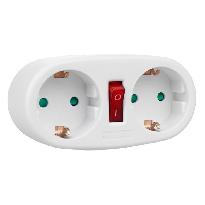 Multiprise - Maclean - MCE338 F - 2 prises - Disjoncteur - Type F ...