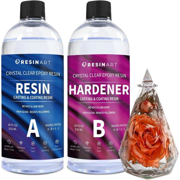 EPRESINART Resine Epoxy Transparente et Durcisseur, 1064ml Non Toxique ...