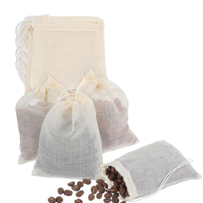 32 sachets de thé en coton avec cordon de serrage - Réutilisables ...